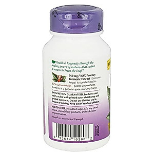 Nature's Way Premium Extract Turmeric Max Potency Standardized to 95% Curcuminoids 750 mg per serving 60 VCaps