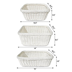 Colorbasket 02348 Rectangular Storage Basket, Dishwasher Safe, Shelf Storage, Hand Woven, Set of 6, White and Black