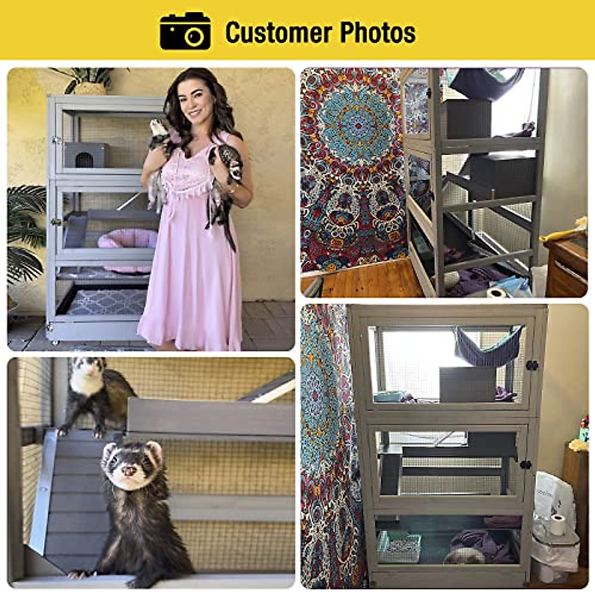 Deluxe Chinchilla Cage Critter Nation, Homes for Pets Small Animal Cage for Adult Rats, Rolling Ferret Habitat Indoor-4 Levels