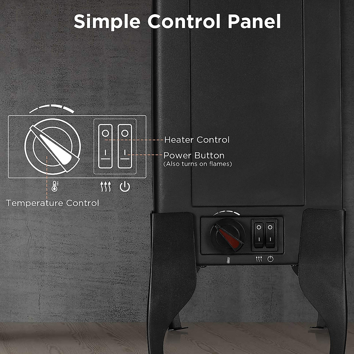 TURBRO Suburbs 25" WiFi Electric Fireplace Infrared Heater with Crackling Sound, Freestanding Fireplace Stove with Adjustable Flame Effects, Overheating Protection, Timer, Remote Control 1400W