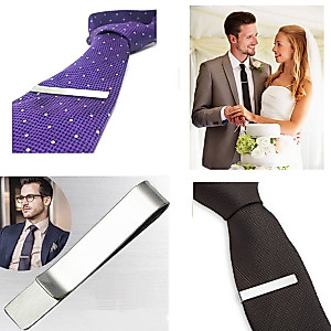 Tie Clip Personalized Custom Engraved Tie Bar Pin Slide Stainless Steel for Men Dad Wedding Gift Groomsmen (Silver-0.31" x 1.97")