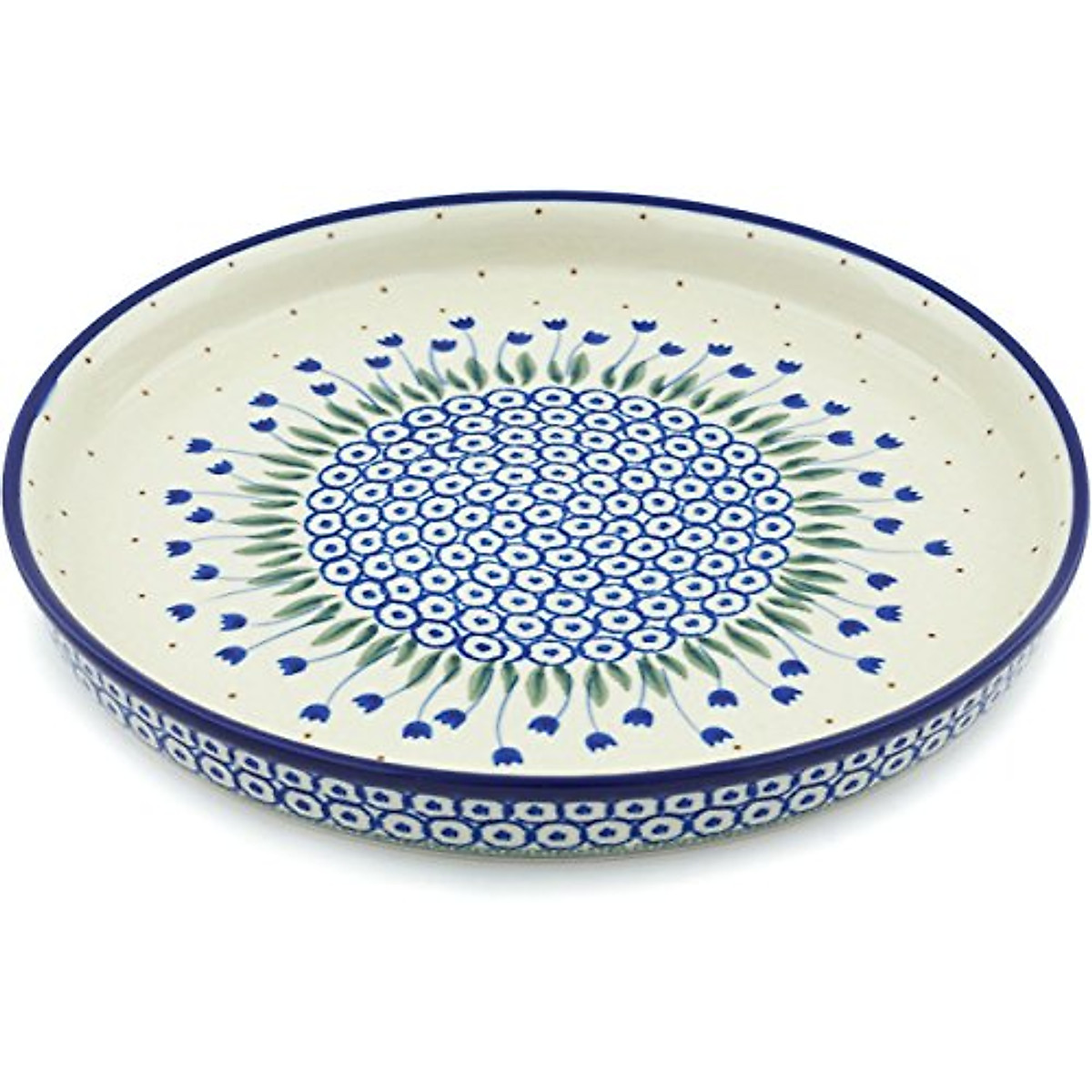 Polish Pottery Cookie Platter 10-inch Water Tulip
