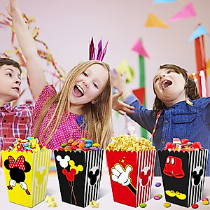 DLBEAUTY 16Pcs Mouse Birthday Party Supplies Mickey Mouse Popcorn Box Snack Treat Box Candy Cookie Container For Mickey Mouse Theme Party Favors Decoration