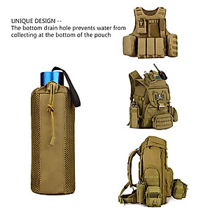 Protector Plus Tactical Water Bottles Pouch Military MOLLE Mesh Kettle Holder Bag H2O Drinks Carrier Case, Black
