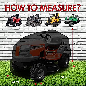 K-Musuclo Riding Lawn Mower Cover, Outdoors Tractor Cover Heavy Duty 600D and Pvc Coating, Waterproof Strip With Drawstring & Cover Storage Bag（72"L X 54"W X 46"H）