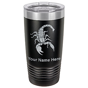 LaserGram 20oz Vacuum Insulated Tumbler Mug, Scorpion, Personalized Engraving Included (Black)
