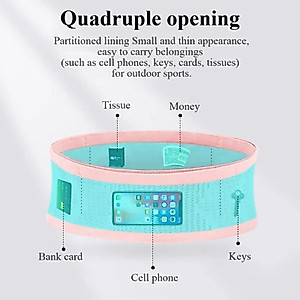 Multifunctional Knit Breathable Concealed Waist Bag, Large Capacity Adjustable Running Belt, Universal Running Belt (Black+Grey,L)