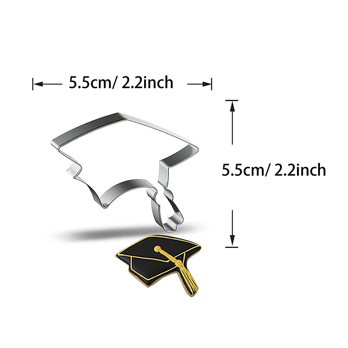 WJSYSHOP Graduation PhD Cap with Tassel Shape Cookie Cutter