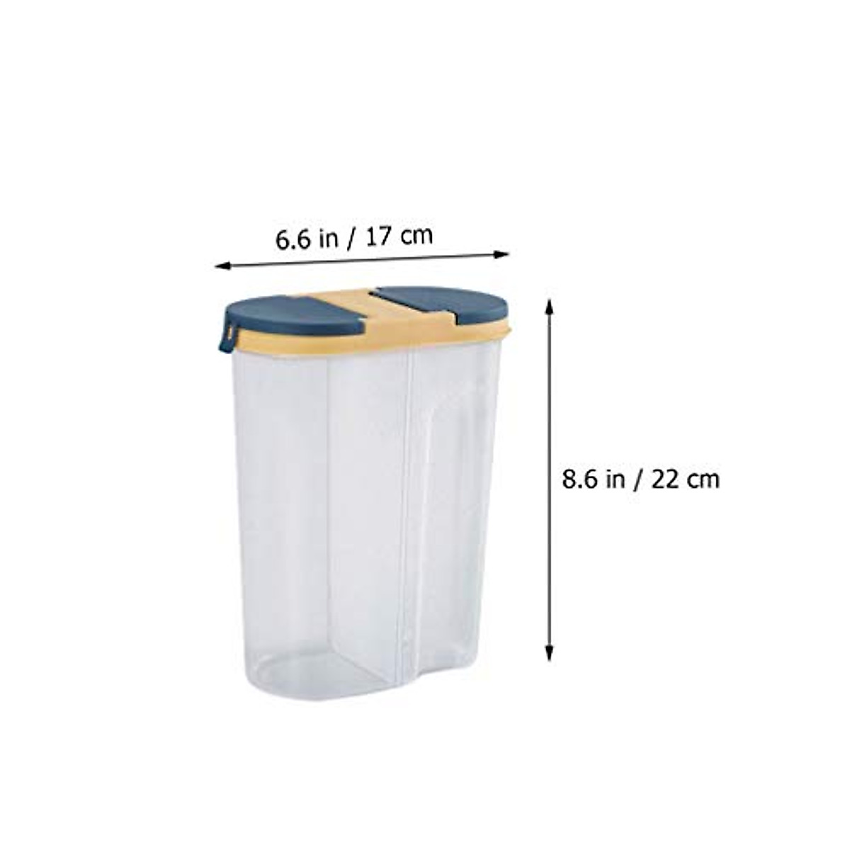 Cabilock Airtight Food Storage Containers Cereal Dispenser Container 2 Compartments Kitchen Food Storage Containers For Cereal Chips Nuts Pasta Rice Snacks Storaging (Blue)