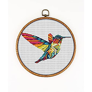 Mandala Hummingbird K309 Counted Cross Stitch KIT#2. Threads, Needles, Fabric, Clippers, Needle Threader and Printed Pattern Inside. Embroidery Pattern Kit