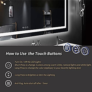 ODDSAN 40x32 Led Mirror for Bathroom, Dimmable Vanity Mirror with Lights, Backlit and Front Lit Makeup Mirror for Wall, Anti-Fog (Horizontal/ Vertical)