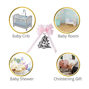 Angel Star Catholic Crib Medal with Satin Ribbon. Perfect Baptism Gifts for Babies, Christening Gifts for Babies, Baby Shower and Baby Nursery Wall Decor. (Pink)