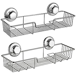 SANNO Suction Cup Shower Caddy with Hooks,Powerful Suction Cup Powerful Vacuum Suction Cup Hooks for Shower