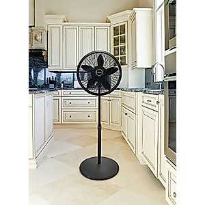 Lasko Oscillating Pedestal Fan, Adjustable Height, 3 Speeds, for Bedroom, Living Room, Home Office and College Dorm Room, 18", Black, 1827