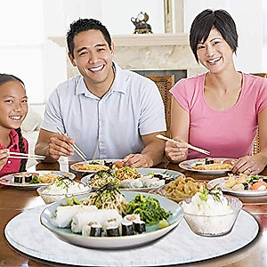 ActiveAnnie Large 30" Off White Faux Marble Swivel Lazy Susan Rotating Turntable Dining Tabletop – Great for The Kitchen Island, Family Style Dining, Games, Parties, and Wedding – Made in France