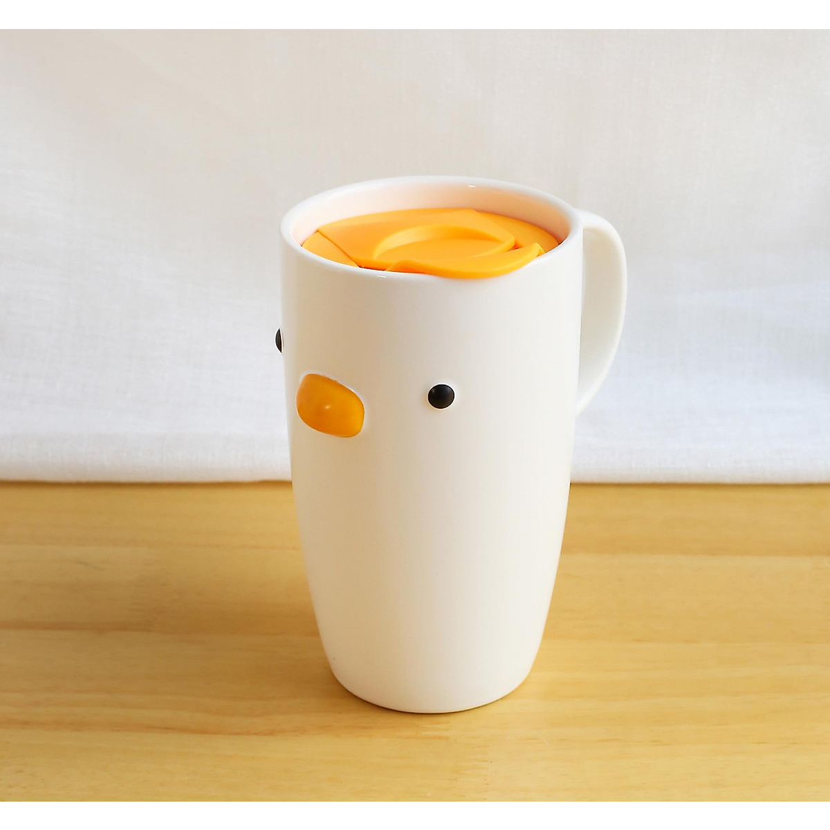PURROOM Duck Coffee Mug with Lid, Travel Cup with Handle & Sealed Lid. 20 oz Cute Chick Tall Cup, Safety Ceramic. Best Gifts For Coffee Lover.