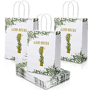 Meanplan First Communion Gifts for Boys and Girls Small Gift Bags Religious Party Favor Gift of Christ First Communion Gift Bags, 8.66 x 6.3 x 3.15 Inch (36 Pack)