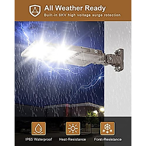 LED Parking Lot Light 320W 44800LM LED Shoebox Light Adjustable Arm Mount 5000K LED Pole Lights Outdoor, IP65 Commercial Area Street Lighting with Photocell for Parking Lot Roadway, UL&DLC