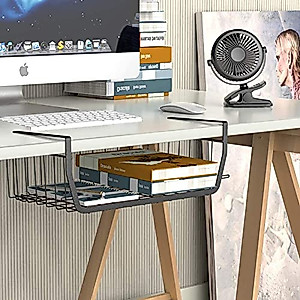 iSPECLE Under Shelf Basket and Stackable Under Shelf Basket, 6 Pack Black Wire Basket Under Shelf for Storage and 4 Pack Black Wire Storage Basket for Storage Pantry, Bundle Sales - Set o