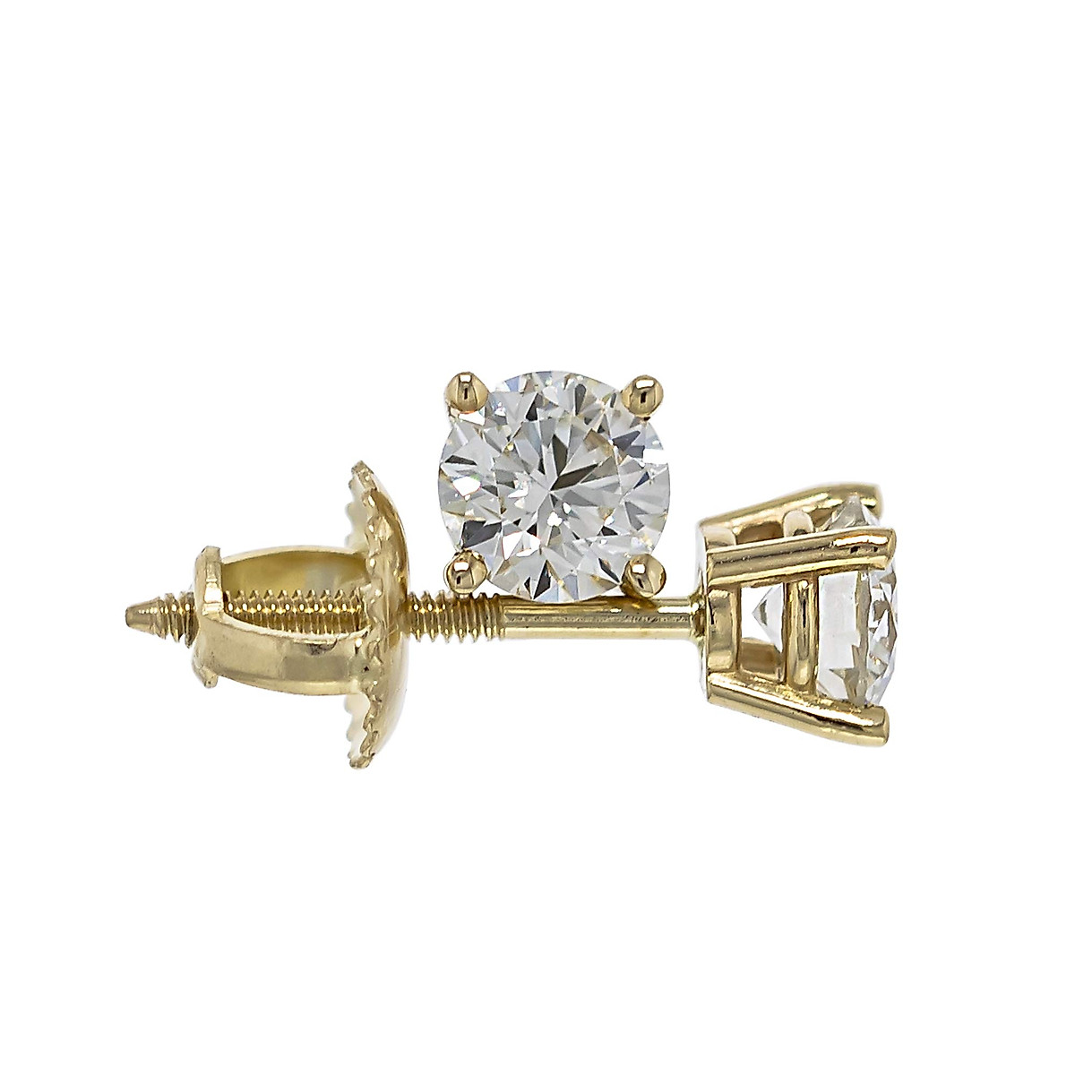 IGI Certified 1/2 Carat Lab-Created Diamond Stud Earrings 14kt Yellow Gold (0.50 cttw, H-J Color, VS2-SI1 Clarity)