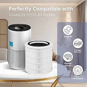 FCFMY 2 Packs H7126 Replacement Filter Compatible with GoveeLife H7126 Mini Air Cleaner Purifier, 2pcs H13 True HEPA Filters and 6 pcs Aroma Pads Accessories