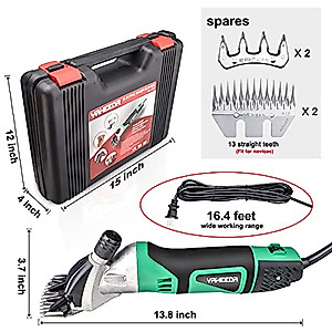 Yaheeda 550W 110V Electric Sheep Shears Professional 6-Speed Clippers with 3 Sets of Blade for Farm Livestock, Goats, Alpaca, Lamas, Horse, Cattle, Large Dog
