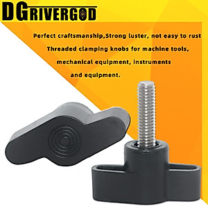 M6x30 T Shape knurled Head Handgrips Threaded Thumb Screw Plastic Black Head Knobs Clamping Handle Screw Fastener 6pcs, M6x30