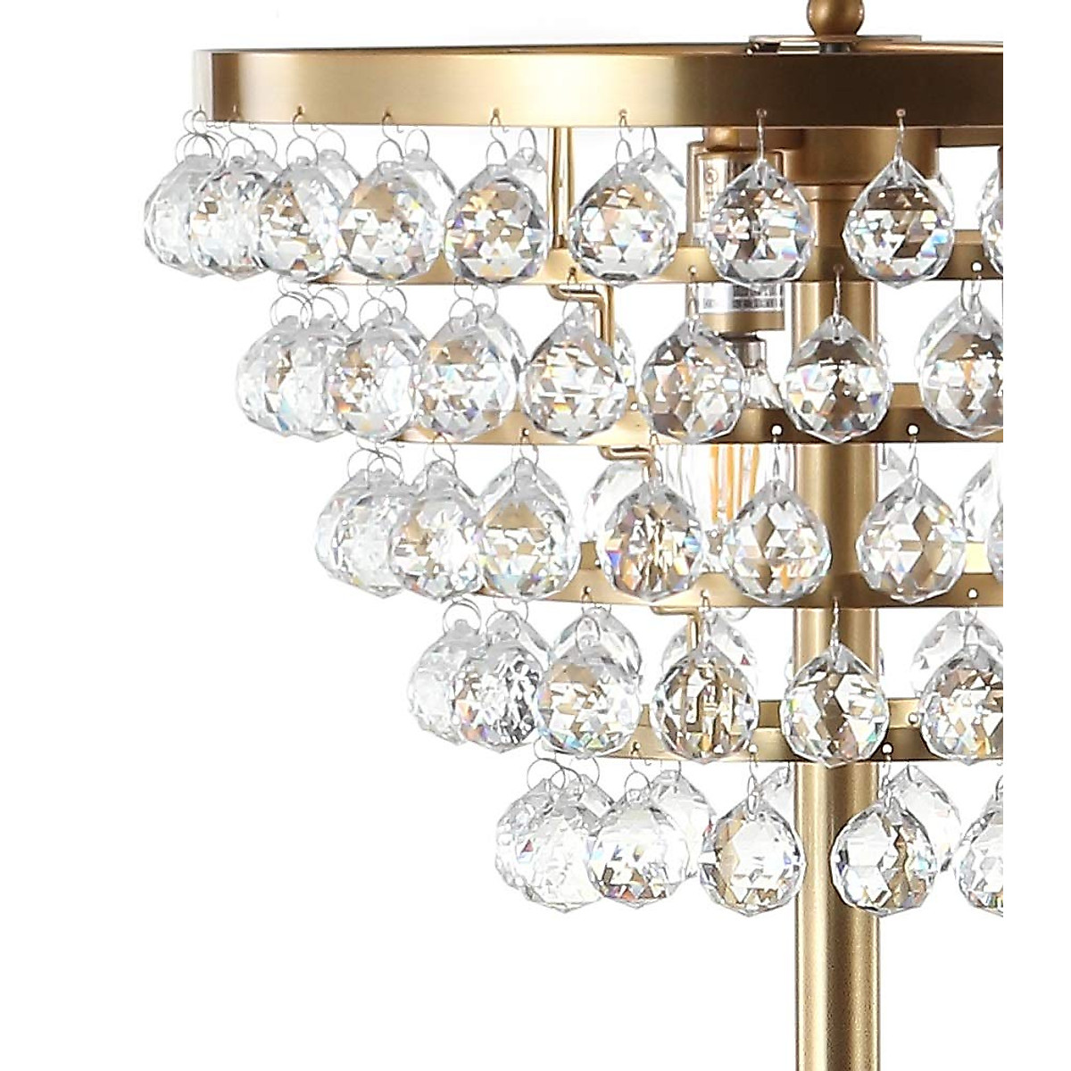 JONATHAN Y JYL9005B Jemma 60" Crystal/Metal LED Floor Lamp, Contemporary, Modern, Transitional, Elegant, Office, Living Room, Family Room, Dining Room, Bedroom, Hallway, Foyer, Brass Gold/Clear