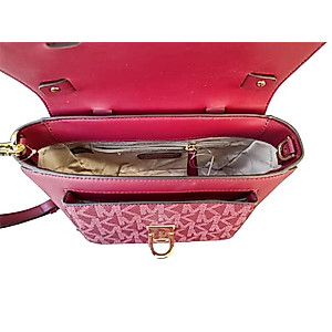 Michael Kors Manhattan Medium TH School Satchel Logo Leather Bag Mulberry Merlot