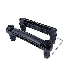 Guyker Guitar Tune-O-Matic Bridge and Stop Bar Tailpiece Combo with Anchors and Studs Replacement Compatible with LP SG EPI 6 String Electric Guitar Black