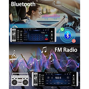 Car Radio Single Din with Apple Carplay Android Auto, 5.1 Inch IPS Touch Screen Car Stereo Support Bluetooth FM Mirror Link SWC Voice Assistant AUX-in USB TF Card Port with Backup Camera