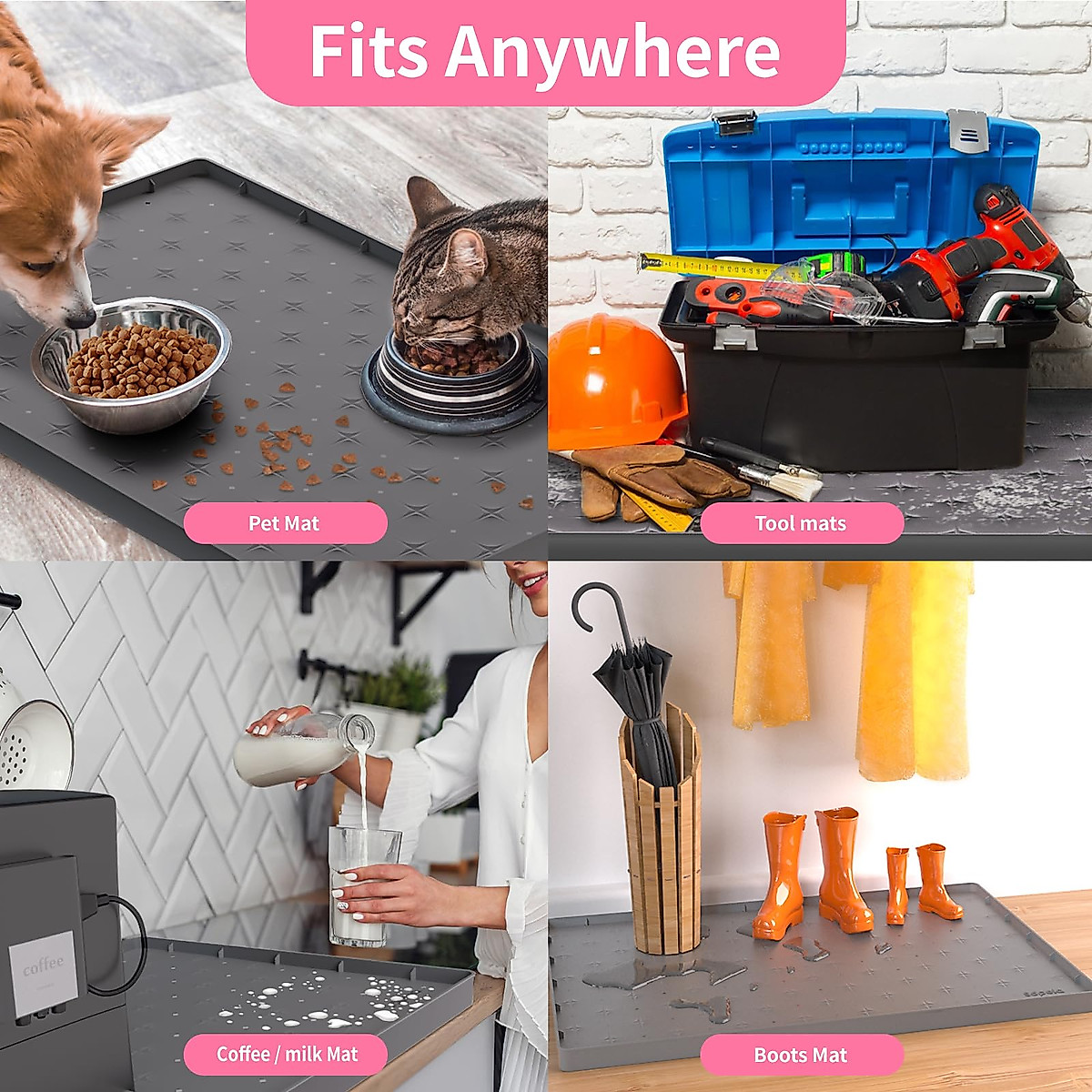 Sdpeia Under Sink Mat for [28" x 19"] Cabinet, Upgraded Silicone Waterproof Mat Kitchen Cabinet Liner Cabinet Protector Kitchen Organizers and Storage