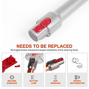 2 Pack Cleaner Head Clip Latch Tab Button Replacement for Dyson V7 V8 V10 V11 V15 Vacuum Cleaner Extension Wand Clip Button, Wand Tube/Illumination Tool Button with Spring