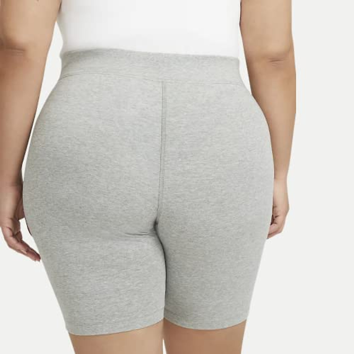 Nike Women's Sportswear Essential Mid-Rise Bike Shorts (Plus Size), Dark Grey Heather/White, 1X