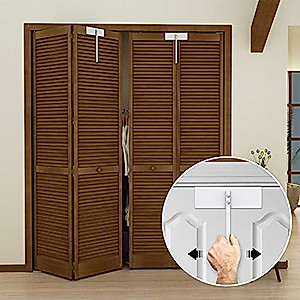 BILLROAD Metal Bifold Door Lock - Double Door Child Safety Locks Keep Toddler, Cats&Dogs Out of Closets, Cabinets, Pantry - No Need Install (1PC)