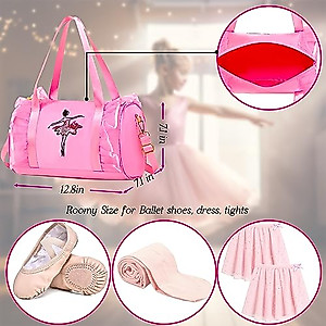HICCUPfish Cute Toddler Ballet Dance Bag Princess Backpack Pink Shoulder Bag for little Girl (Long mesh)