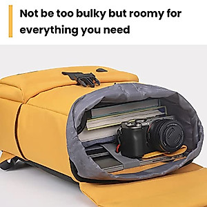 ECHSRT Yellow Laptop Backpack Water Resistant Bookbag Fits 15.6 Inch Computer, Wide Open Travel Casual Daypack