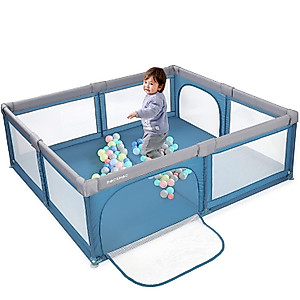 ROCSMAC Extra Large Baby Playpen for Babies and Toddlers, Indoor & Outdoor Large Sturdy Playard Activity Center with Non-Slip Base, Safe Baby Playpen Prevent Climbing Design for Infants 79 X 71X 27‘’