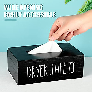 Dryer Sheet Holder Dispenser Container Dryer Sheet Storage Box for Laundry Room Decor Light Luxury Style Fabric Softener Dispenser for Organizing Decorations (Black,Wood)