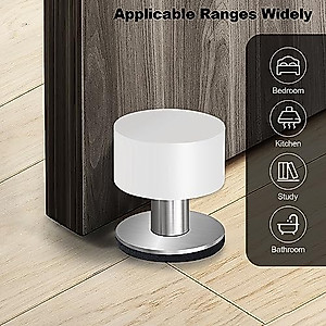 Harewu Self Adhesive Door Stopper,White Door Stopper with Extra Sticker,Self Adhesive Door Stopper Made of Rubber and Stainless Steel,Suitable for Home,Office and School (1 Pc)