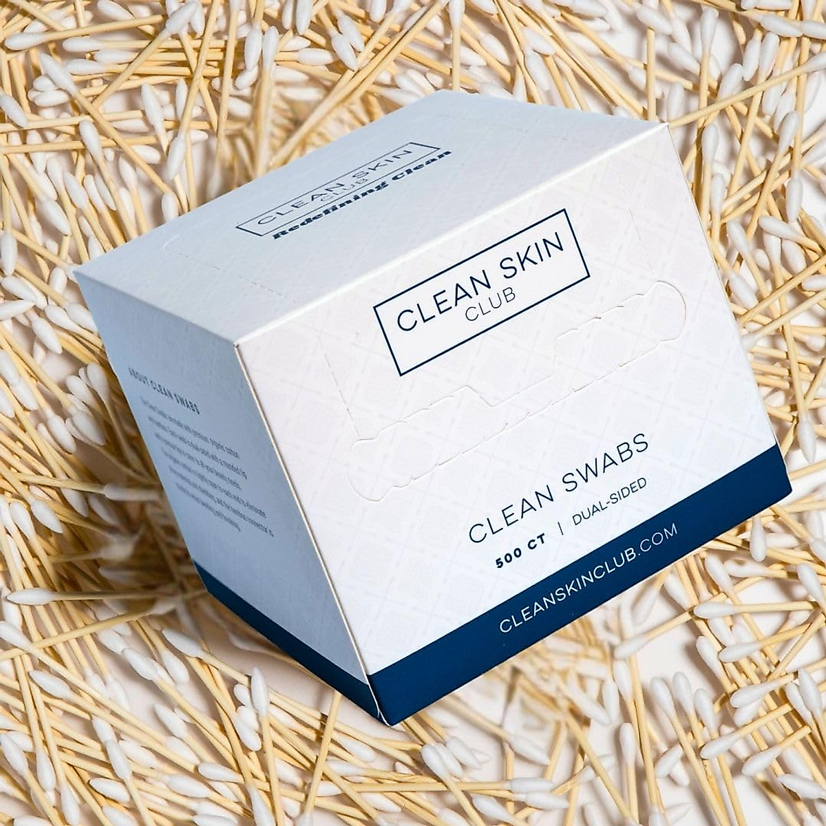 Clean Skin Club Clean Swabs | 500CT | One Pointed Tip | Biodegradable + Organic Cotton & Bamboo | Makeup & Nail Polish Touch-ups | Chlorine-Free & Hypoallergenic (500 Count)