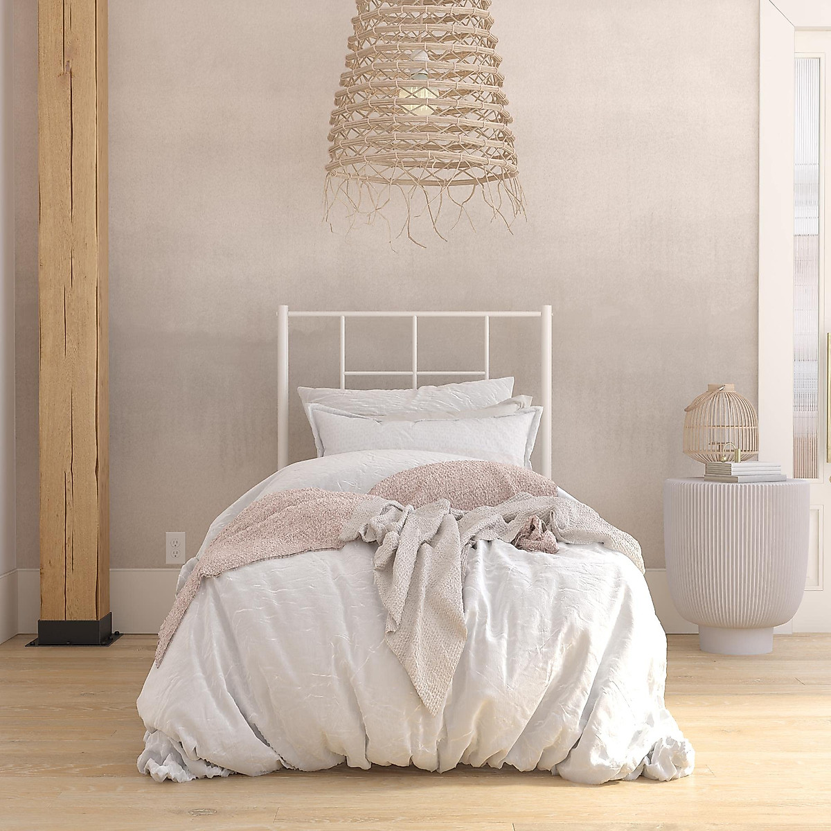 REALROOMS Praxis Metal Headboard, Full/Queen, Black