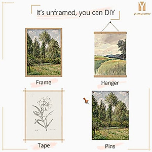 French Country Wall Art Decor - Boho Art Deco Victoria Picture Bathroom - Modern Farmhouse Kitchen Poster Print - Aesthetic Vintage Landscape Set - Sage Green Forest Tree Spring Summer Flower Sketch