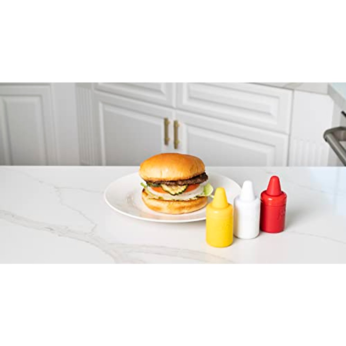 Joie Condiment Mini Squeeze Bottles with Nozzle Caps, Non-Stick Silicone, Set of 3