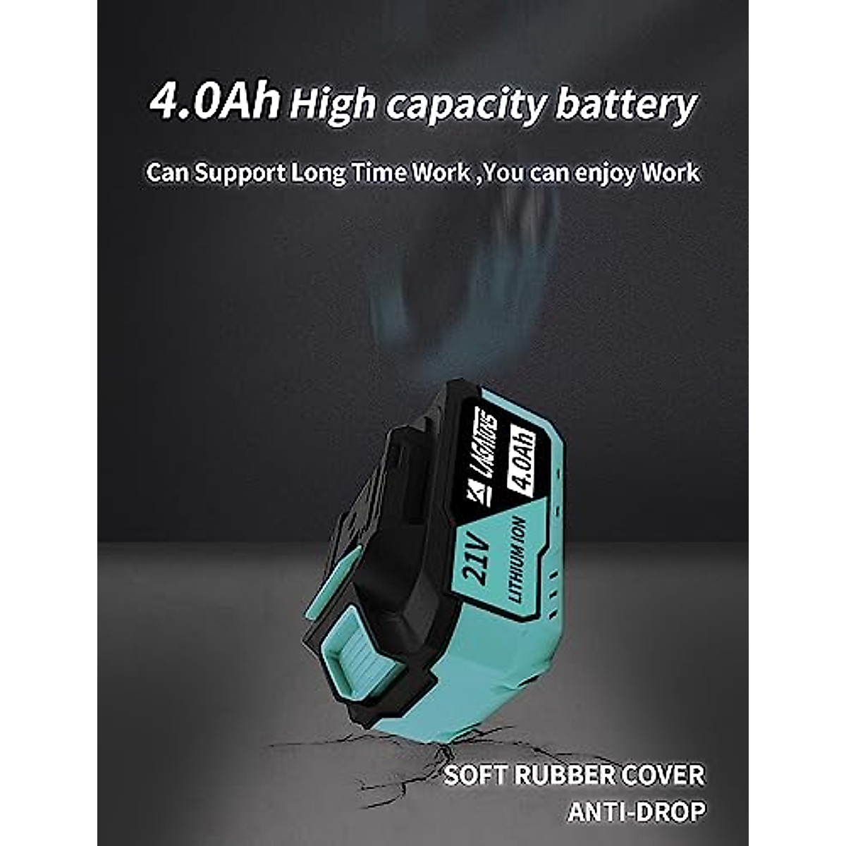 Cordless Impact Wrench,1/2 Impact Gun，850NM(627ft·lbs) High Torque 2200 RPM,Brushless Motor，with a 10C 4.0Ah Li-Ion Battery and Fast Charger，Suitable for family cars，Construction work on site