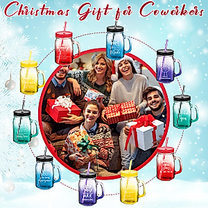 Meanplan Employee Appreciation Gift Bulk 16 oz Thank You Glass Cup with Handles Lids and Straws Mason Jar Mugs for Students Teacher Graduation Coworker Staff Nurse Work Team(Multicolor, 10 Pcs)