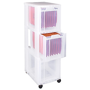 Really Useful Plastic Storage Box Storage Tower 3x25 Litre Clear Frame with Drawers