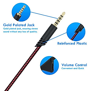 Wigearss Replacement Cord for As TRO A10 A30 A40 A50 Headset Durable Braided Cable with Volume Control and Inline Mute Function 2M 6.5Ft Compatible with Xbox One PS4 Via 3.5mm Jack
