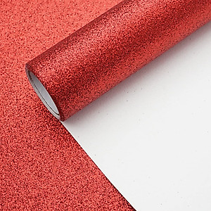 Red 11.8X 53 Inch (30 x 135 cm) Sparkly Superfine Glitter Leather Rolls Shiny Faux Fabric Canvas Perfect for Craft DIY Handmade Projects Patchwork Bow Earring Craft Key Chain