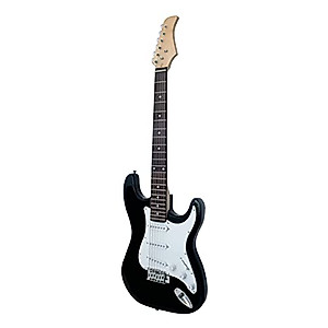 CB SKY Full-Size 39“ Adult/Teenager/Beginner Electric Guitar Black with 5W Amplifier (powered by 9V battery or adaptor - not included), Extra Strings, Cable and Guitar Pick (Black)